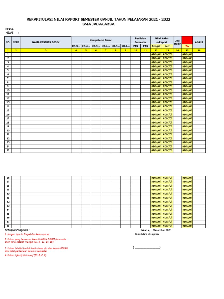 Nilai PAS Ganjil MTK - XI - IPA | PDF