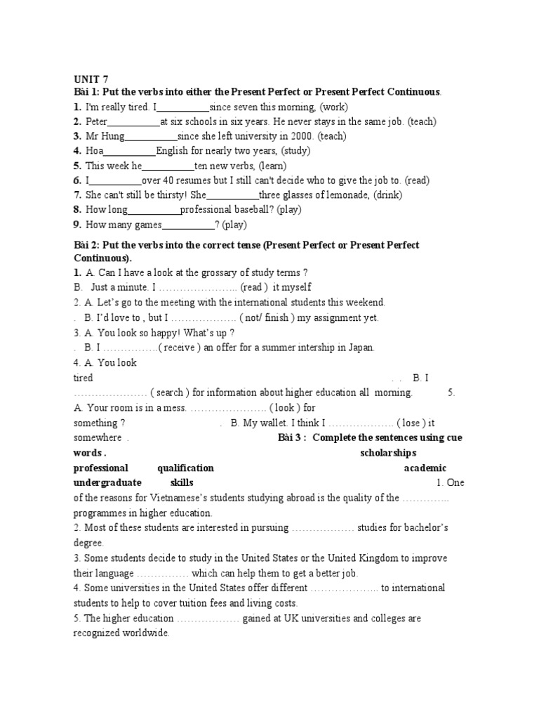 Unit 7 E11 Consolidation 1 | PDF | University | Students