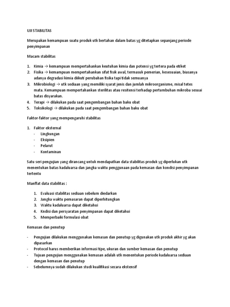 Uji Stabilitas | PDF