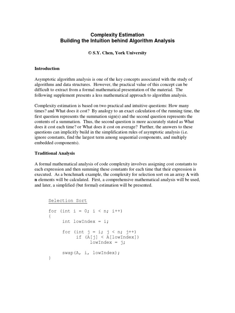 Complexity Estimation Building The Intuition Behind Algorithm Analysis