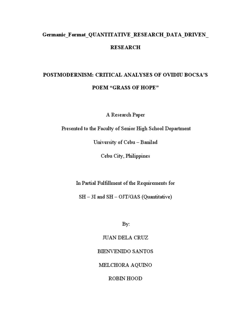 Germanic Format QUANTITATIVE RESEARCH DATA DRIVEN RESEARCH | PDF | Data ...