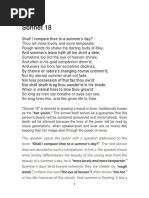 Sonnet 18 - Exam Bank Questions and Suggested Answers | PDF | Literary Criticism | Sonnets