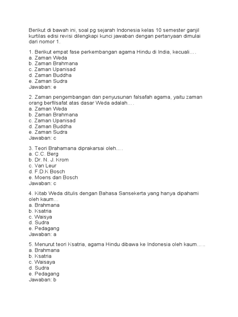 Soal Sejrah Kls 11 | PDF
