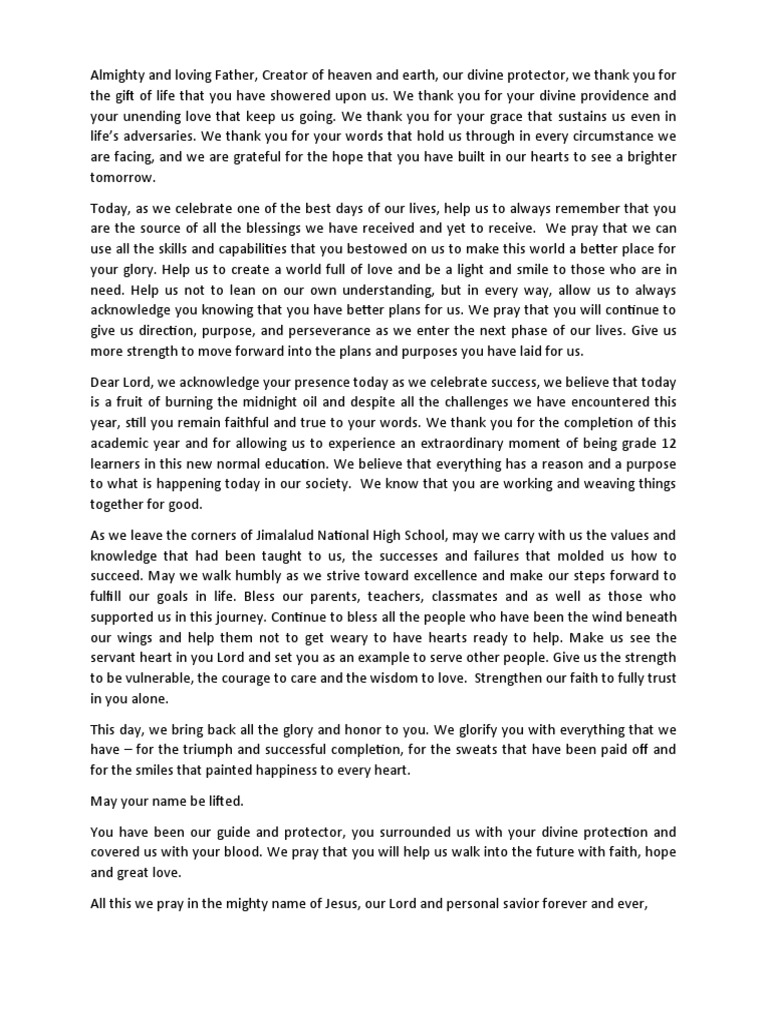 Graduation PRAYER | PDF | Prayer | Love