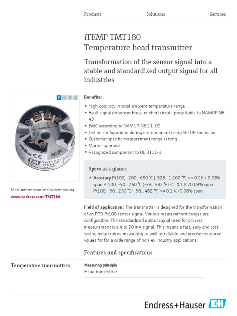 iTEMP TMT180 Temperature Head Transmitter | PDF | Metrology | Computer ...