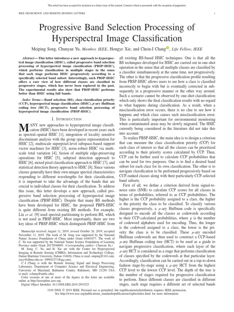 Progressive Band Selection Processing of Hyperspectral Image Classification | Download Free PDF ...