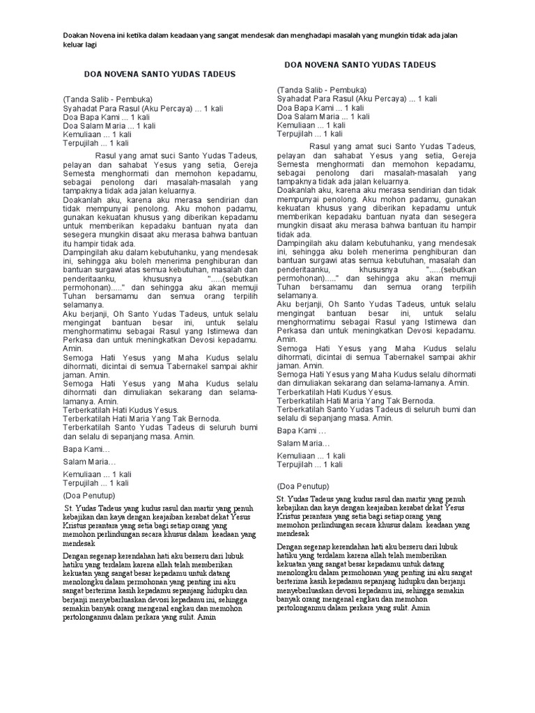 Doa Novena Santo Yudas Tadeus | PDF