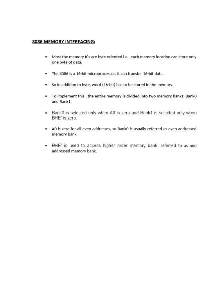 Memory Interfacing With 8086 | PDF | Random Access Memory | Computer Memory