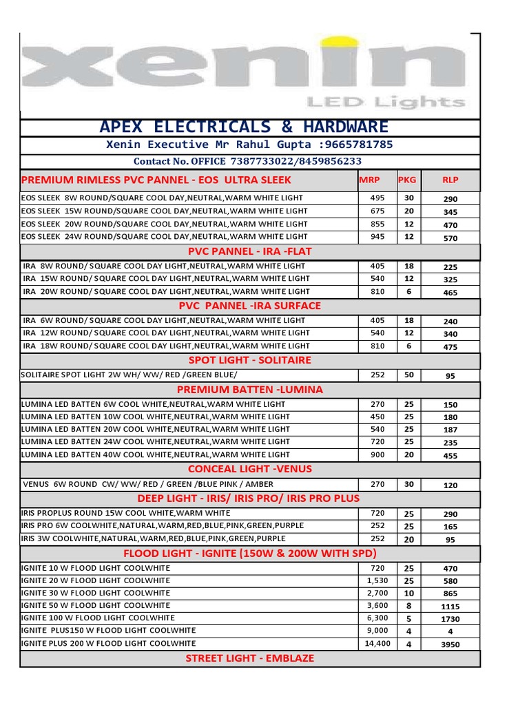 Xenin Price List 2022 | PDF | Graphic Design | Visual System
