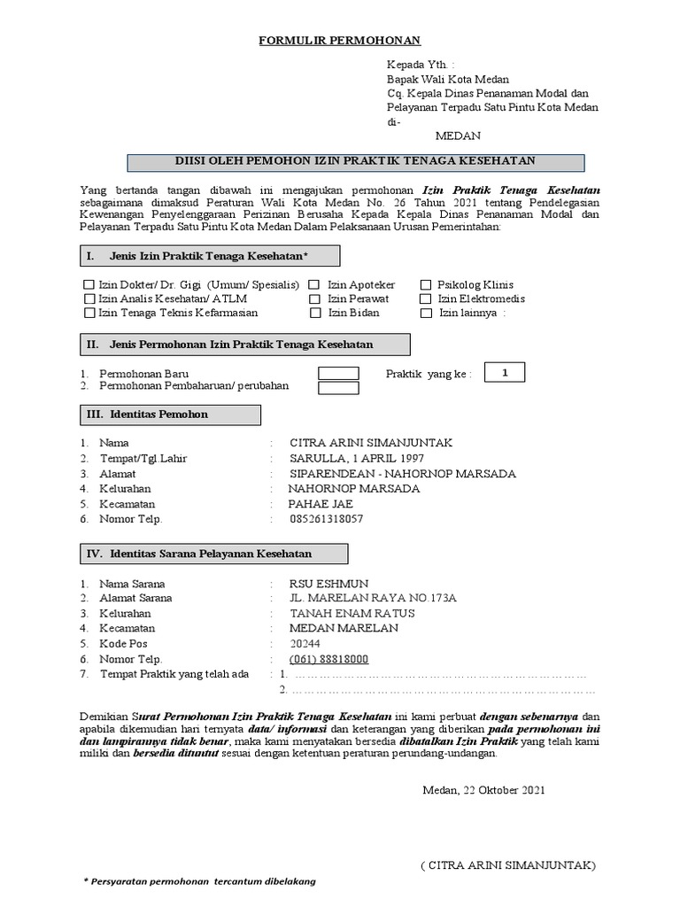 Formulir Permohonan | PDF
