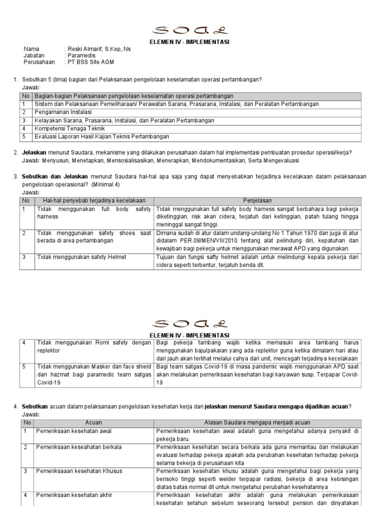 Tugas Elemen Iv Reski Almarif PT BSS | PDF