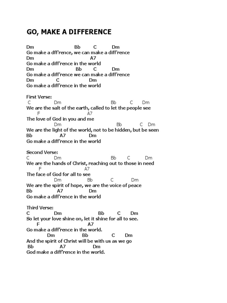 GO, MAKE A DIFFERENCE IN THE WORLD - DM | PDF