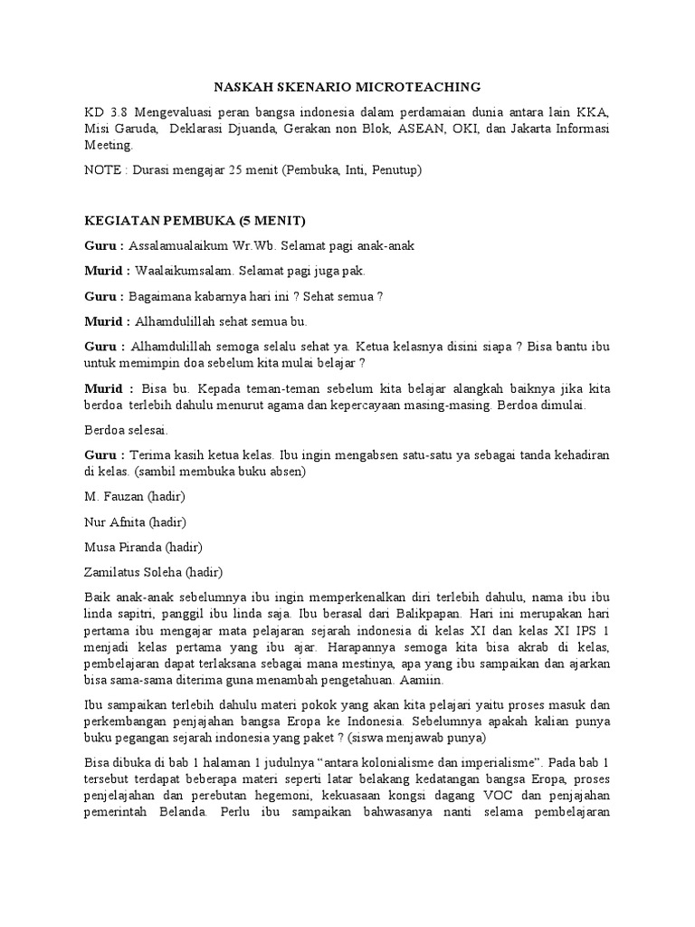 Naskah Skenario Microteaching | PDF