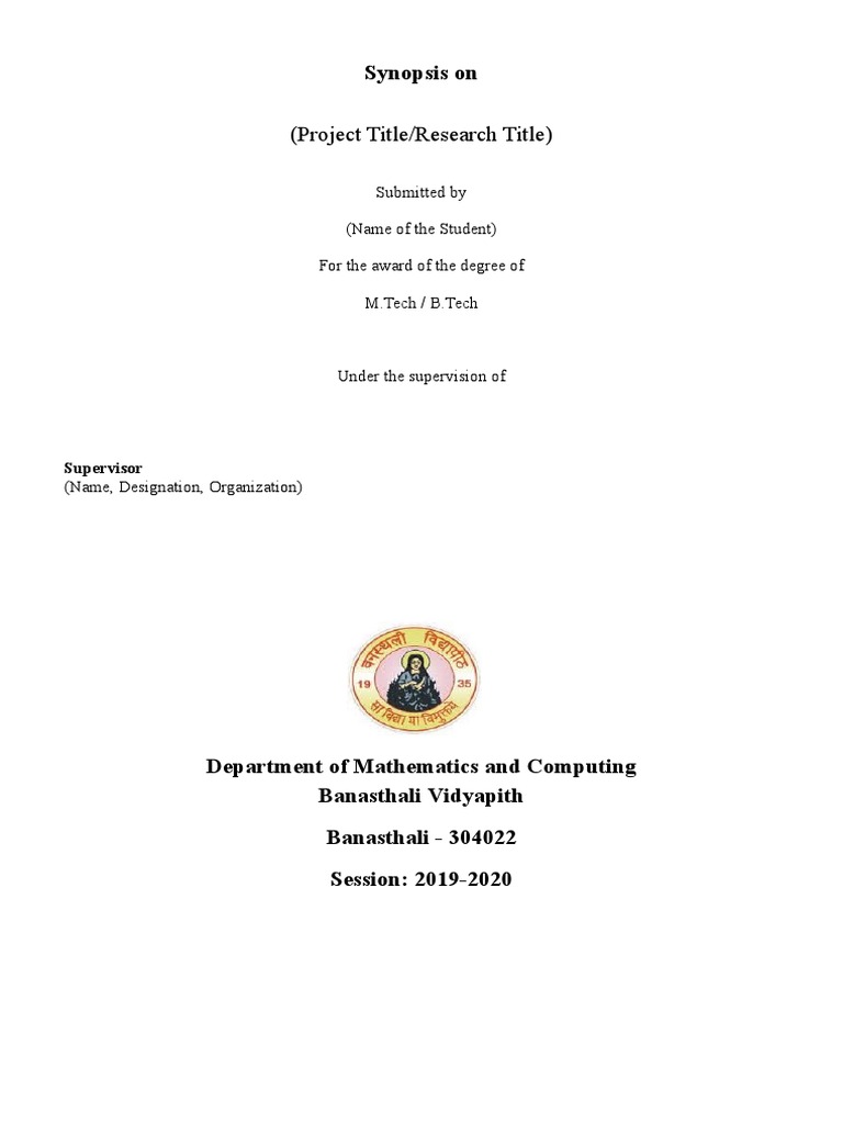 Format of Synopsis (BTech) | PDF | Science
