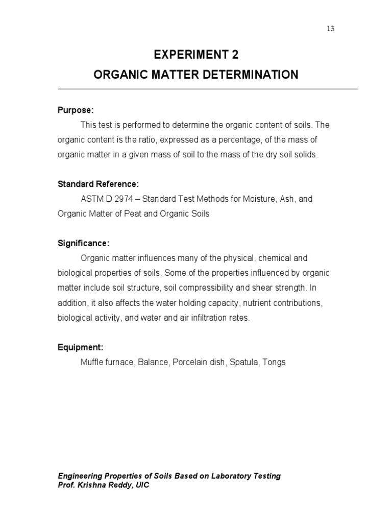 Soil Organic Matter Test Guide | PDF | Soil | Applied And ...