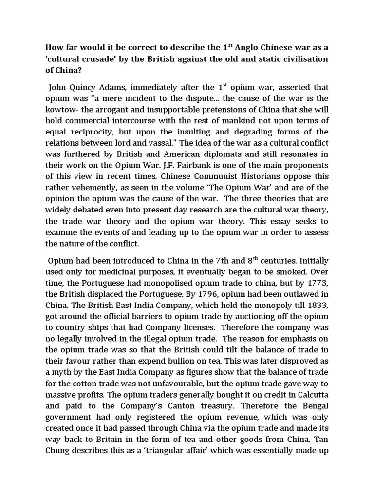 1st Anglo Chinese War and Cultural Crusade | PDF | British Empire | Opium
