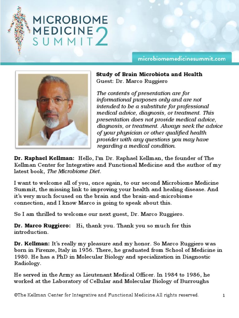 Microbiome Medicine Summit II Marco Ruggiero | PDF | Probiotic ...