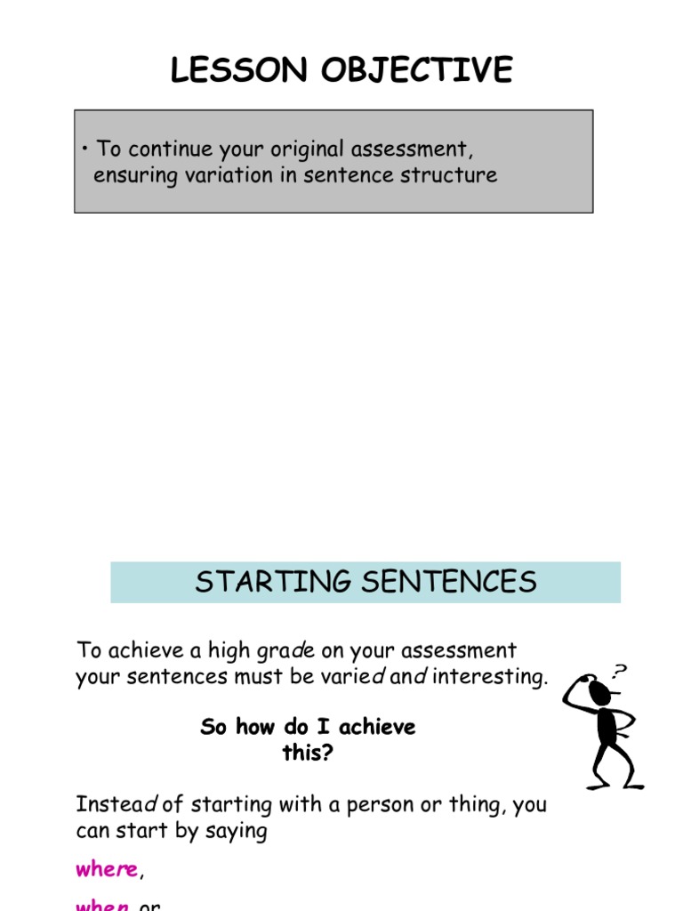 To Continue Your Original Assessment, Ensuring Variation in Sentence ...