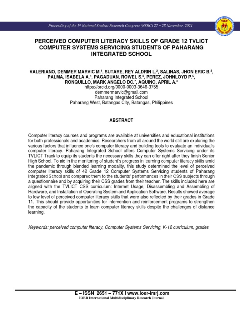 Grade 12 Computer Literacy Skills Study | PDF | Computers