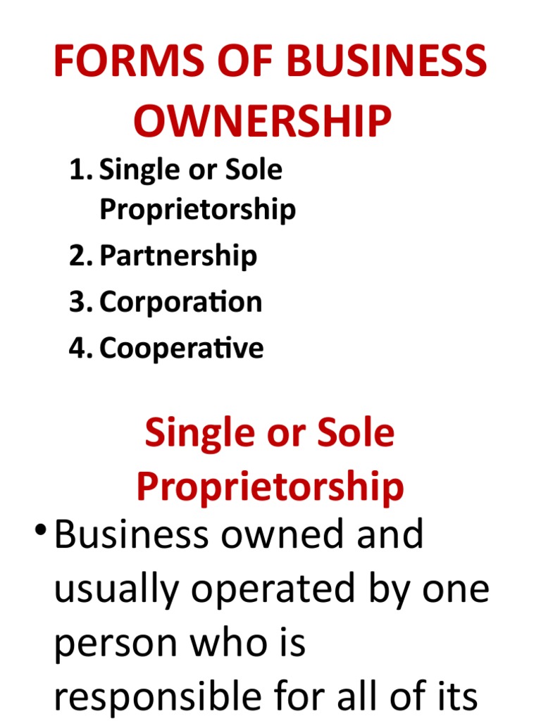 Forms Of Business Ownership | Pdf | Cooperative | Corporations