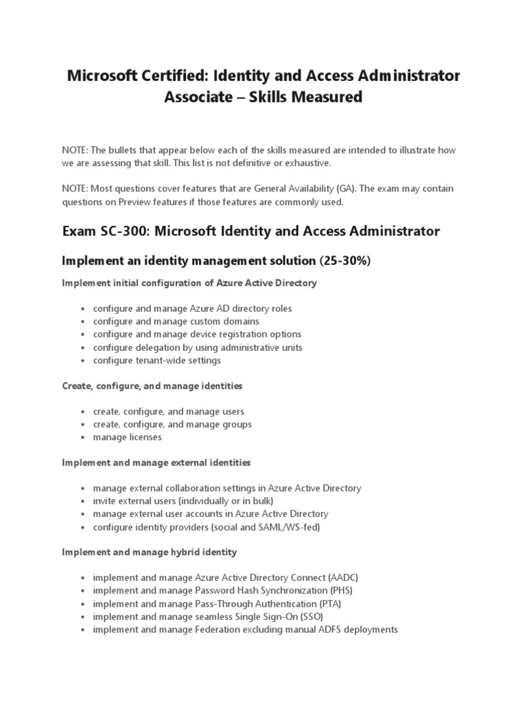 SC-300 Exam Skills Overview | PDF | Active Directory | Software