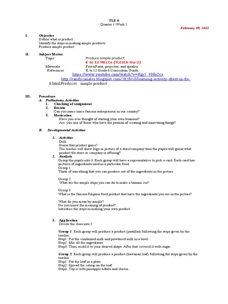 TLE6-Produce Simple Product | PDF | Career & Growth