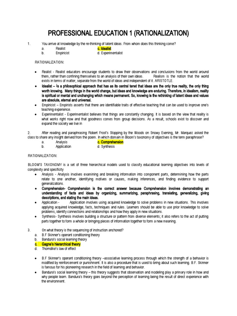 Prof Ed Rationalization From Complete | PDF | Id | Constructivism ...