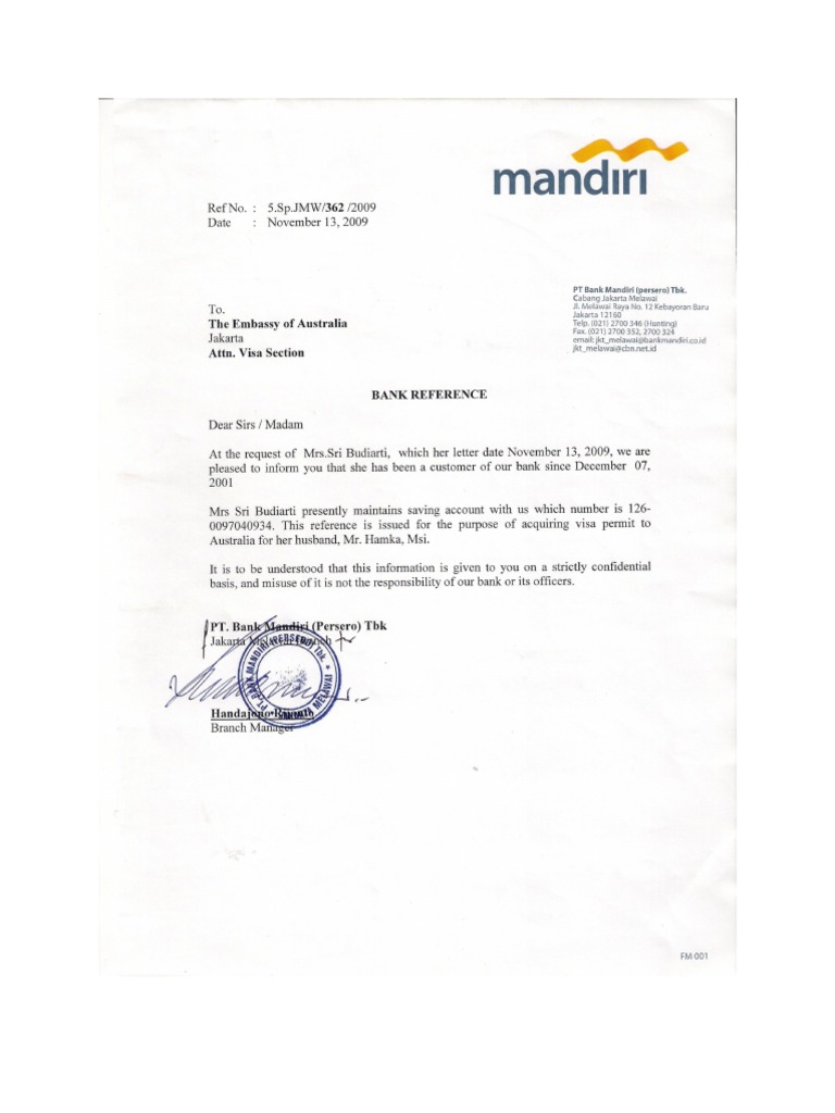 Surat Referensi Bank | PDF