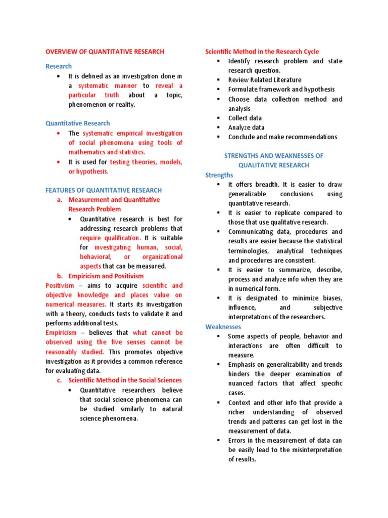 Overview of Quantitative Research | PDF | Quantitative Research ...