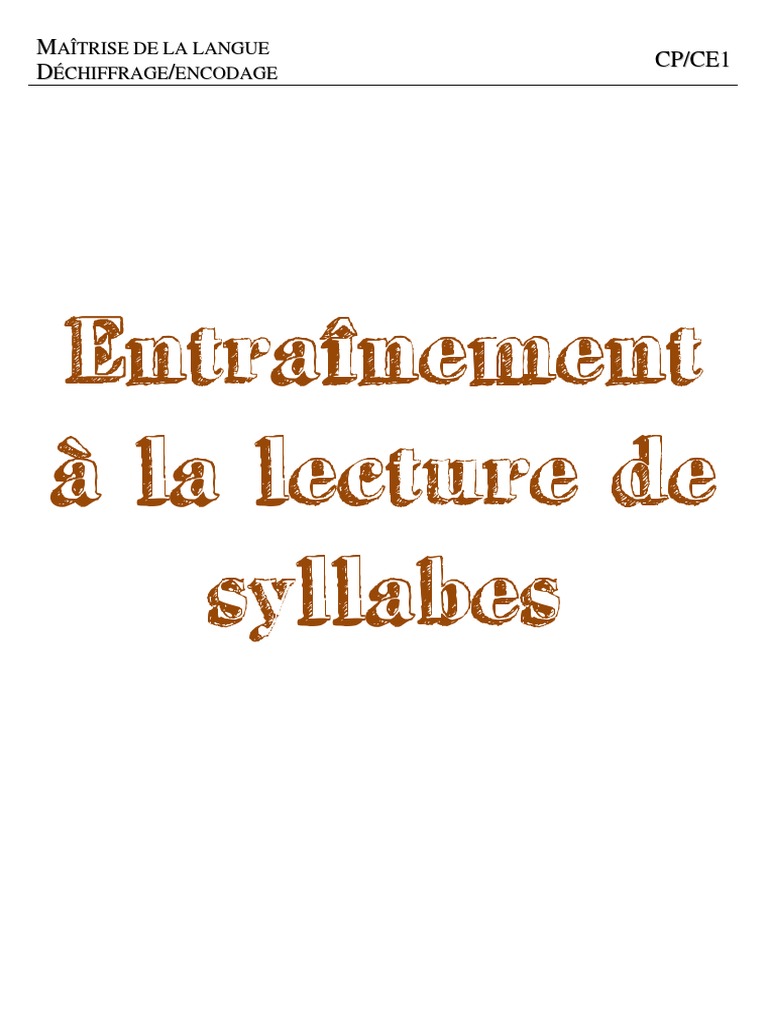 Lecture des syllabes simples | PDF