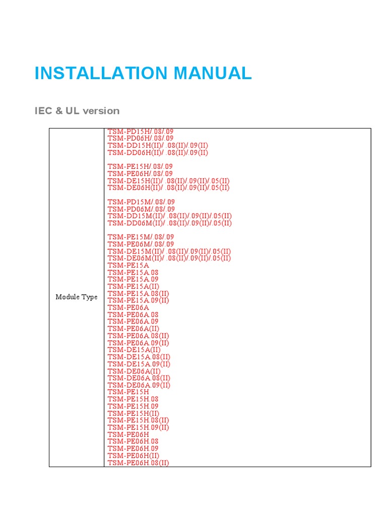 Trina Solar - Installation Manual | PDF | Photovoltaic System | Solar Panel