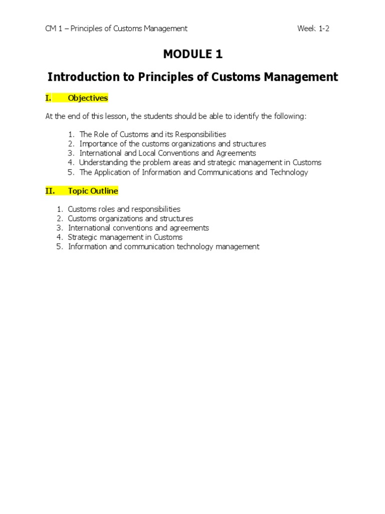 Principles of Customs Management | PDF | Economies | Business