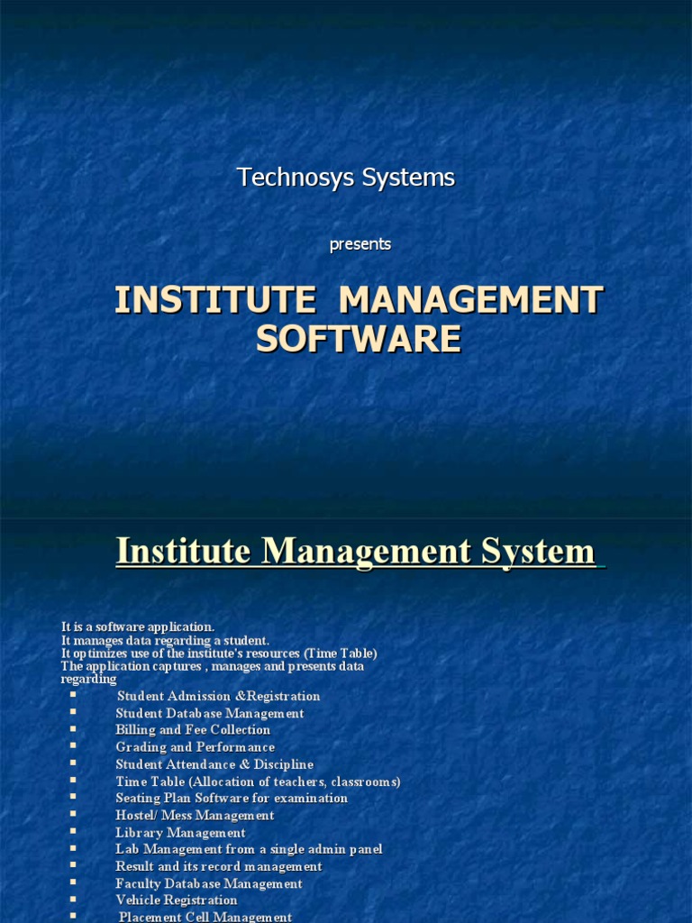 Institute Management Software Presentation | PDF | University And ...