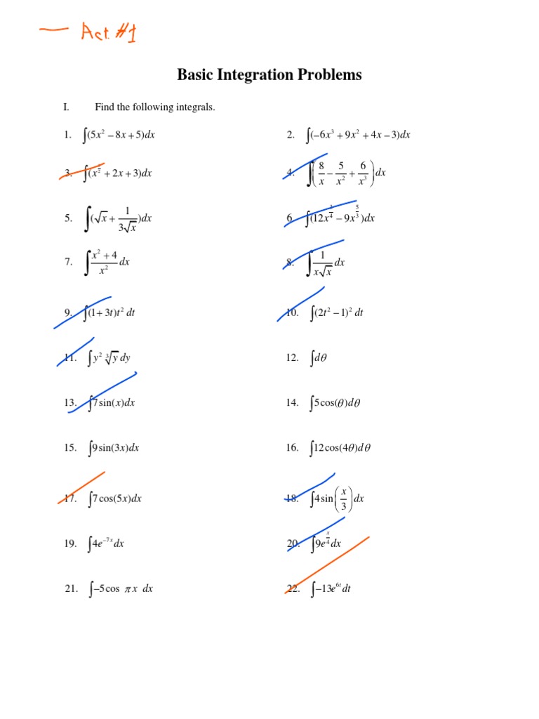 Basic Integration Problems #1 | PDF | Mathematical Analysis | Calculus