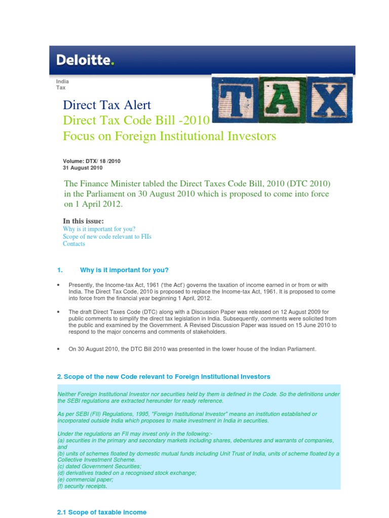 Deloitte DTC Impact FII | PDF | Capital Gains Tax | Securities (Finance)