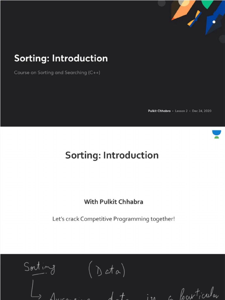 Lesson 02-Sorting - Introduction | PDF