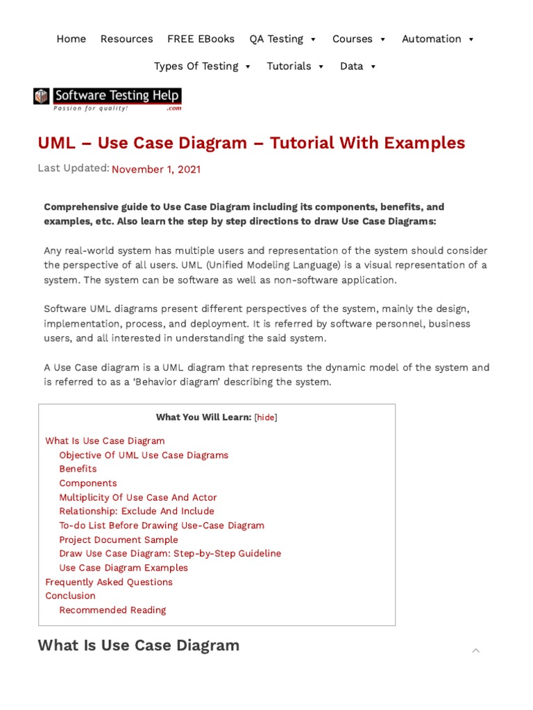 UML - Use Case Diagram - Tutorial With Examples | PDF