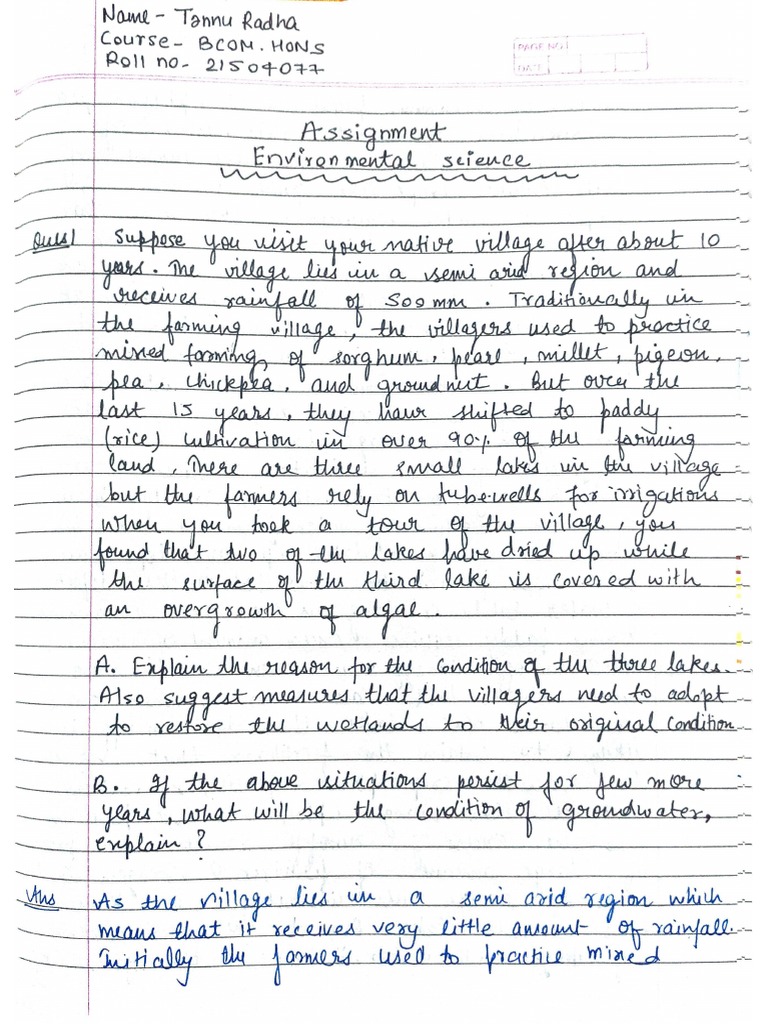 EVS Assignment (Bcom Hons) | PDF