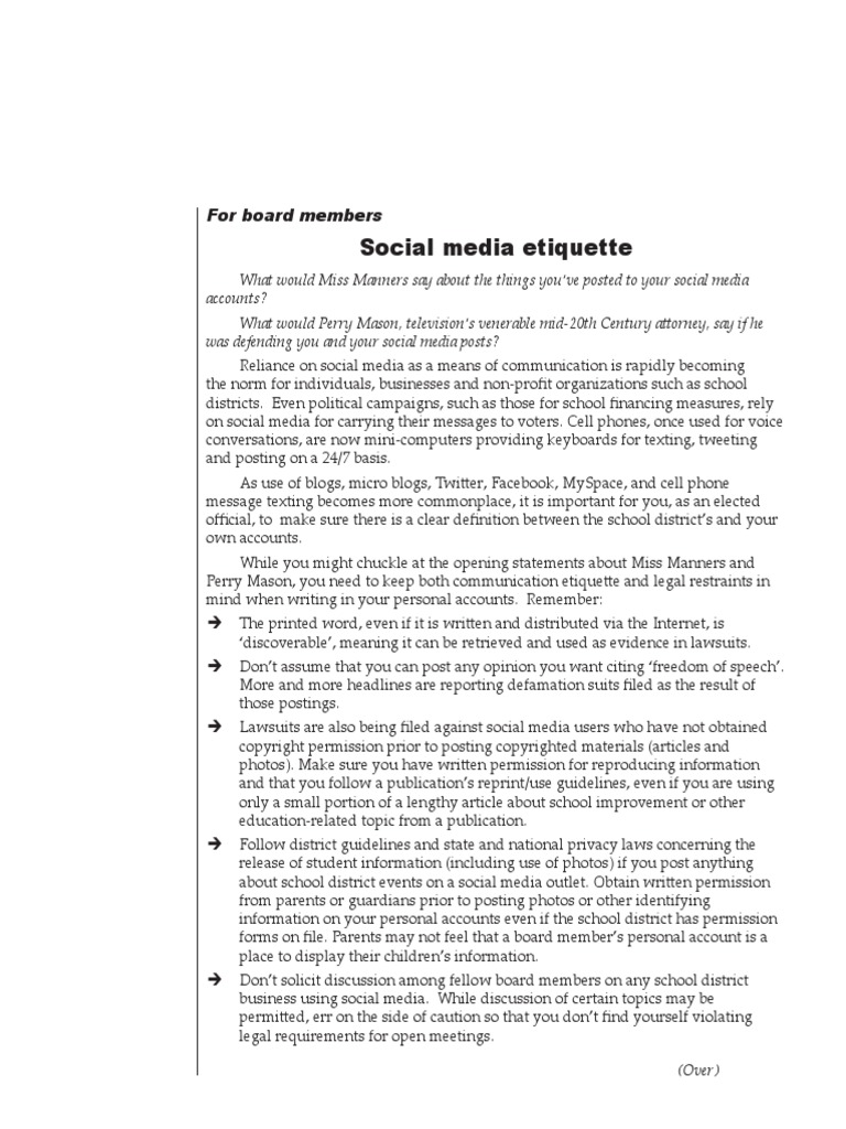 Social Media Etiquette | PDF | Popular Culture & Media Studies | Social ...