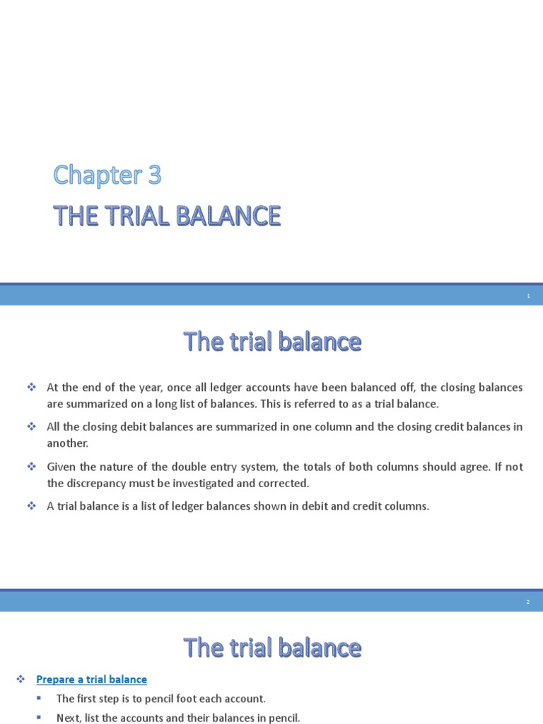 PA Chapter 3 The Trial Balance (Updated) | PDF