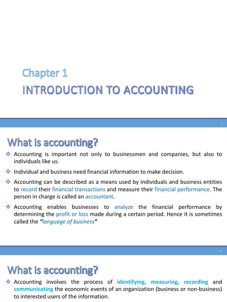 PA Chapter 1 Introduction To Accounting (Updated) | PDF