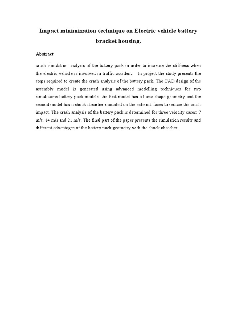 Impact Minimization Technique On Electric Vehicle Battery Bracket ...