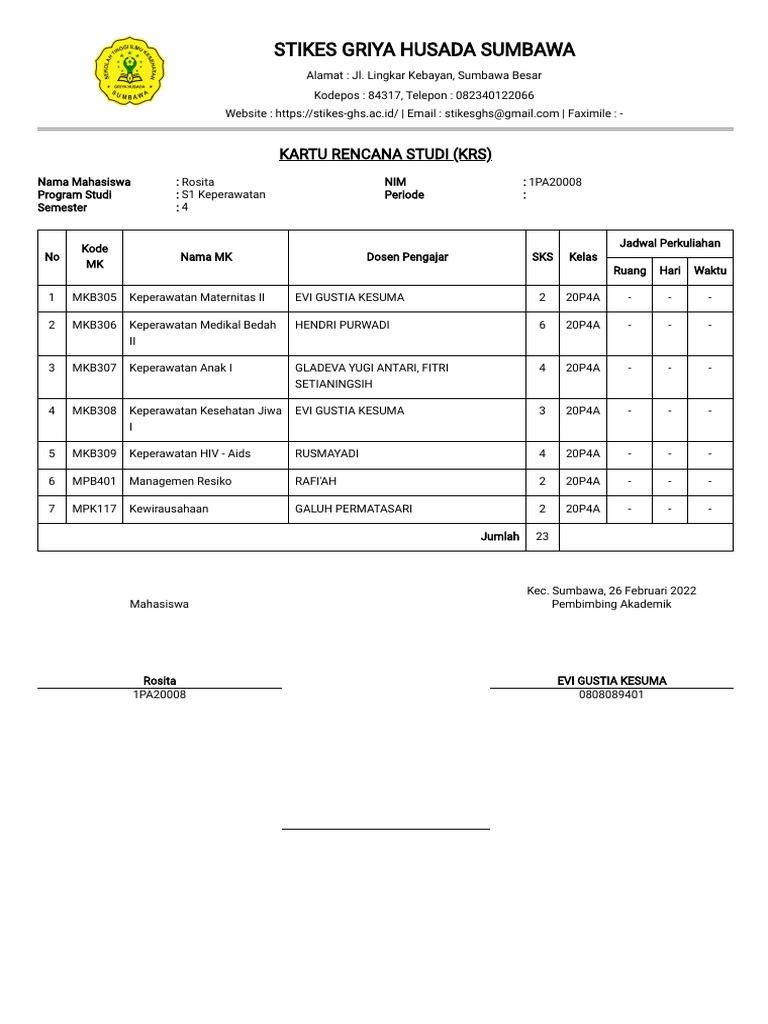 KRS Mahasiswa Rosss | PDF
