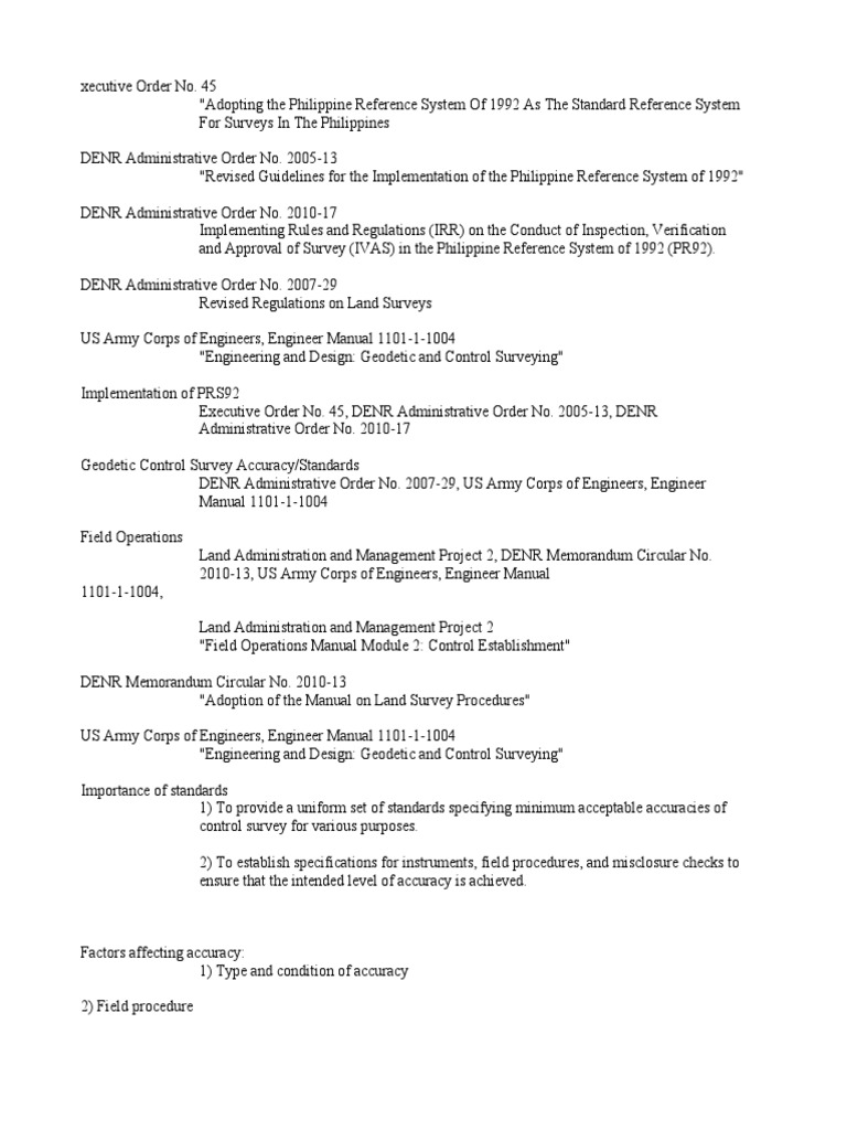 Geodetic Surveying - Adopting The Philippine Reference System of 1992 | PDF
