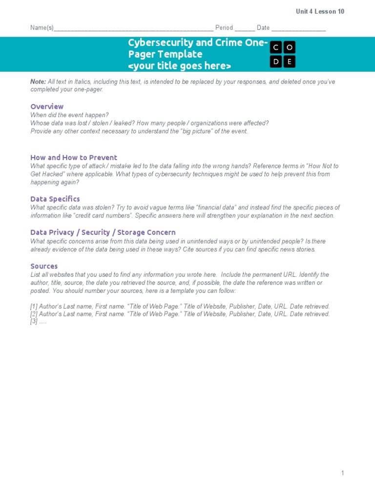 Julia Campos - U4l10 Template - Cybercrime One-Pager Template | PDF ...