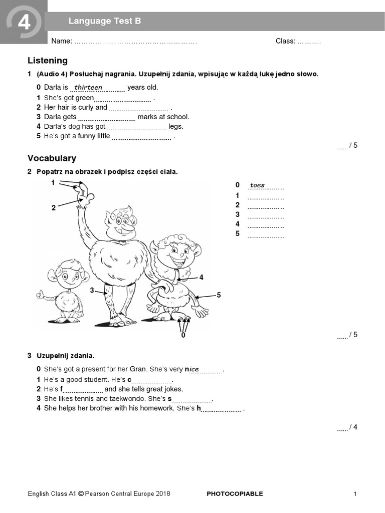 ECA1 - Tests - Language Test 4B - New2018 | PDF