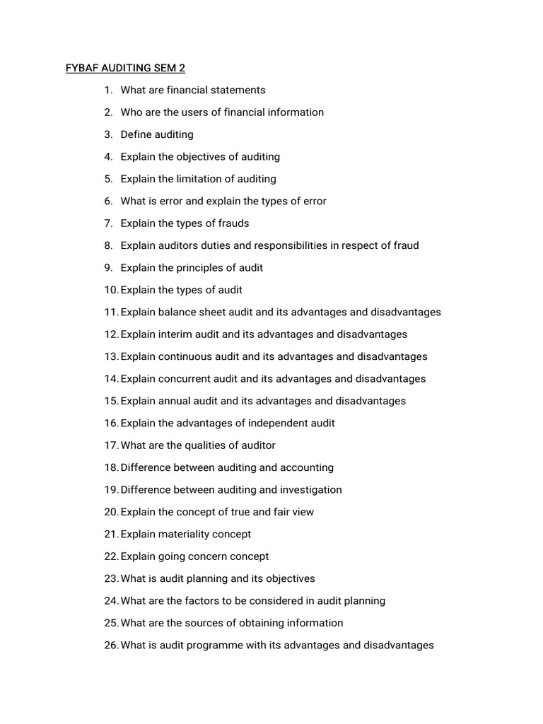 Fybaf Auditing Sem 2 | PDF