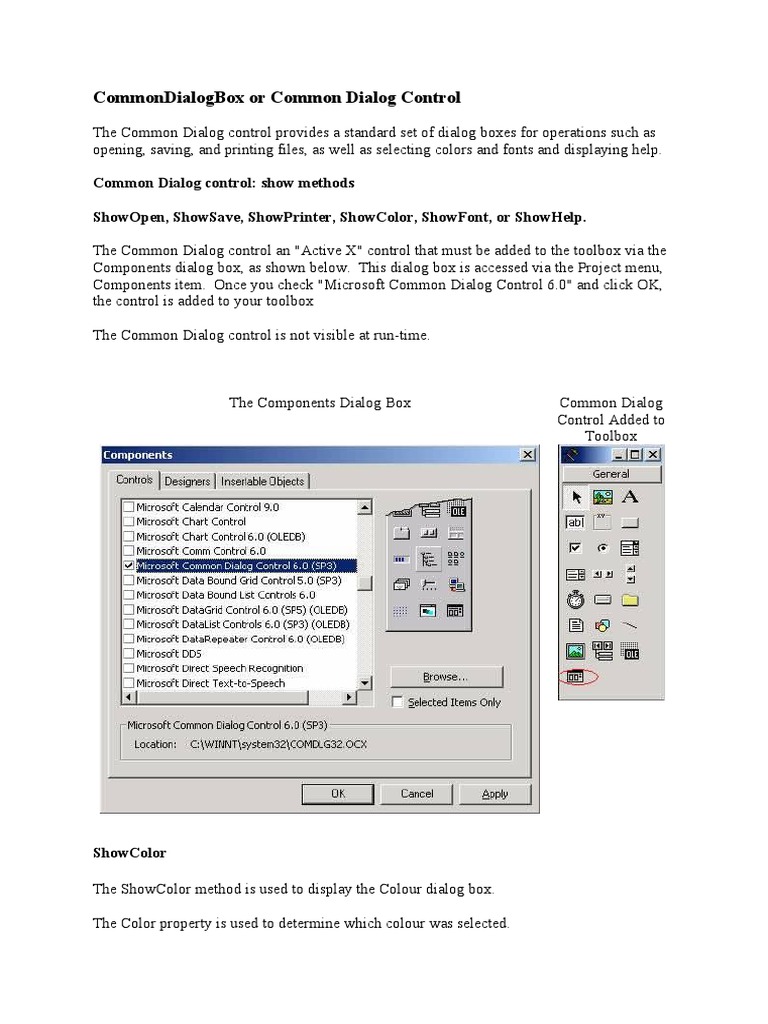 Commondialogbox or Common Dialog Control | Download Free PDF | Computer ...