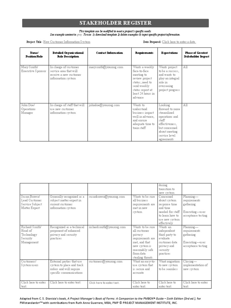 Stakeholder Register Template | PDF | Information System | Information