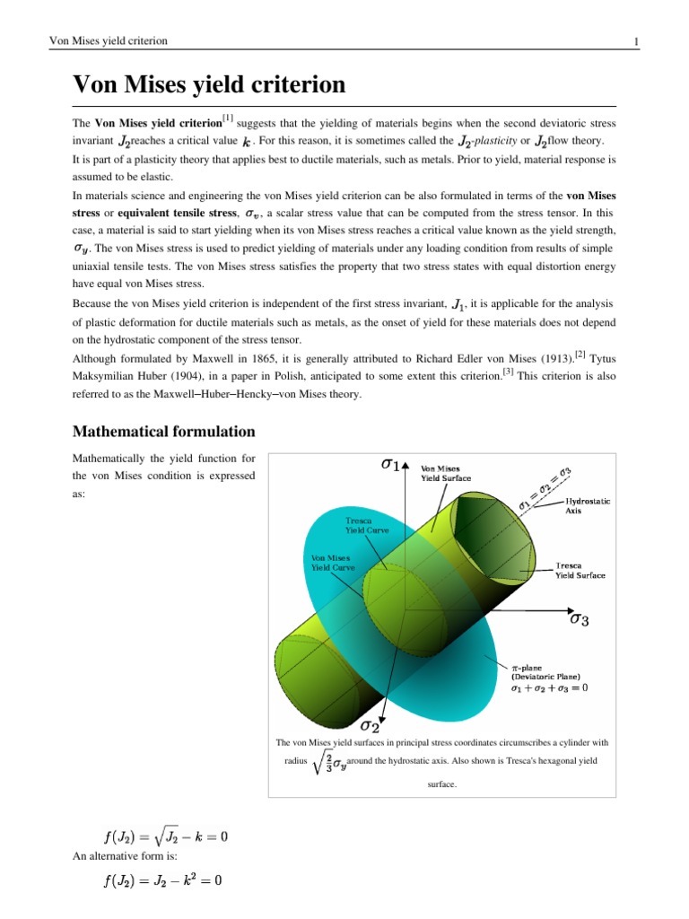 Von Mises Yield Criterion Explained | PDF | Yield (Engineering ...